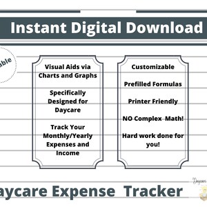 Daycare Expense Tracker, Budget Tracker Specifically Designed for ...