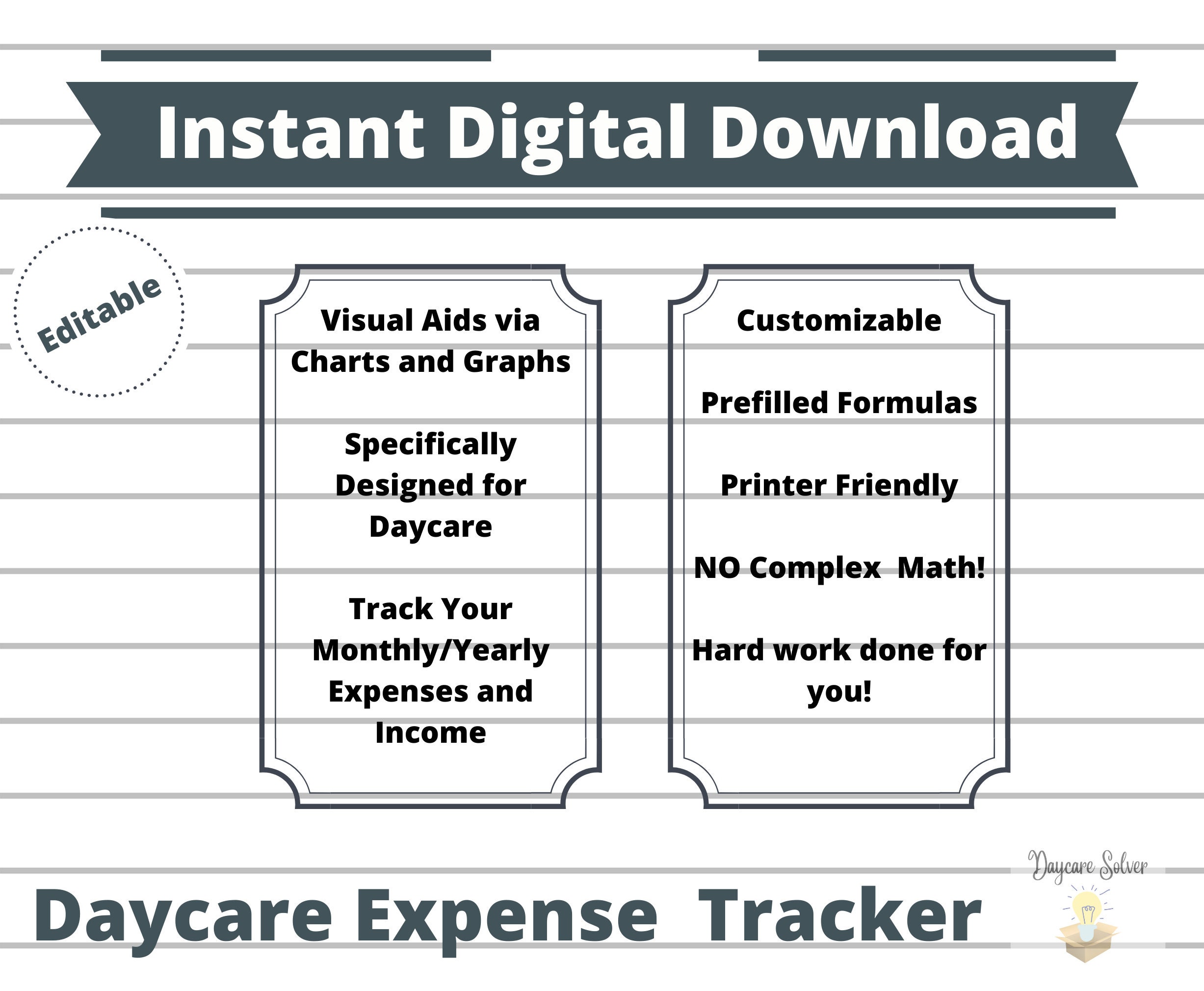 Daycare Expense Tracker, Budget Tracker Specifically Designed for ...
