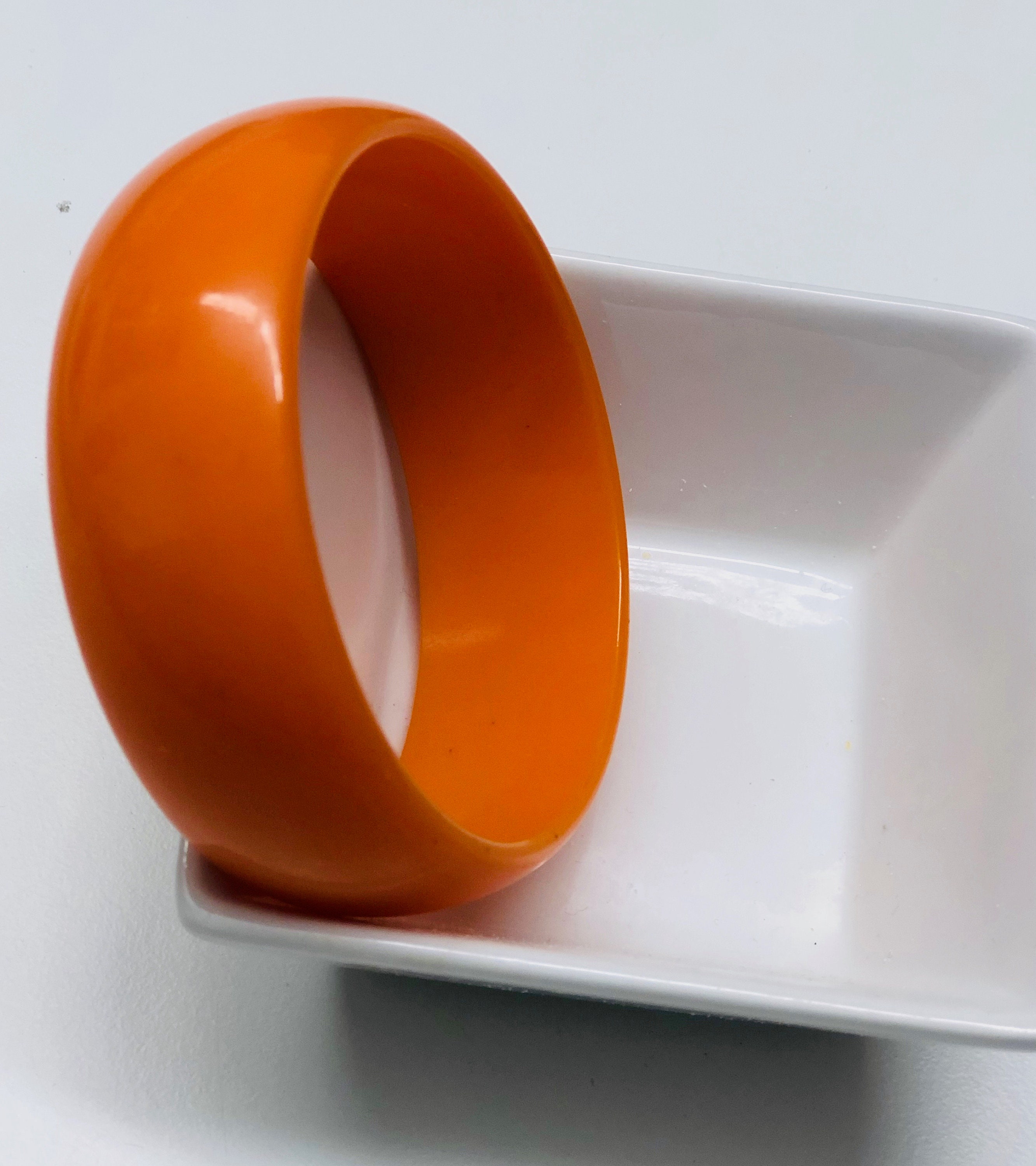 Vintage Bakelite Bangle, Chunky Tangerine Orange Bakelite Bangle ...