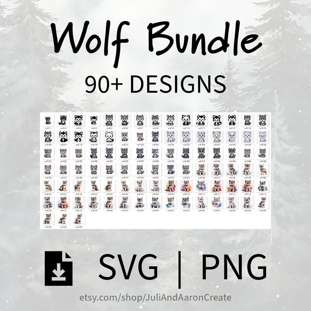 Baby Wolf SVG & PNG 1x1 Instant Digital Download - Etsy