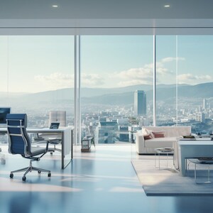 Spacious Office City View Professional Virtual Background Bundle | Work ...