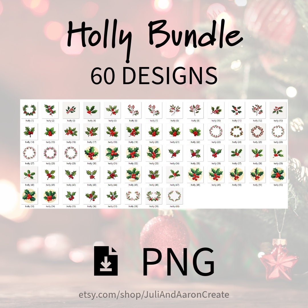 Christmas PNG | Holly PNG | 1x1 | Instant Digital Download - Etsy
