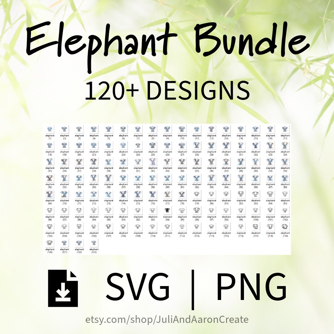 Baby Elephant SVG & PNG Collection 1x1 Instant Digital - Etsy