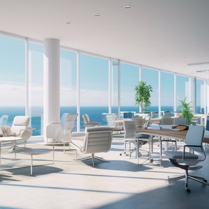 Spacious Office Ocean View Professional Virtual Background Bundle ...