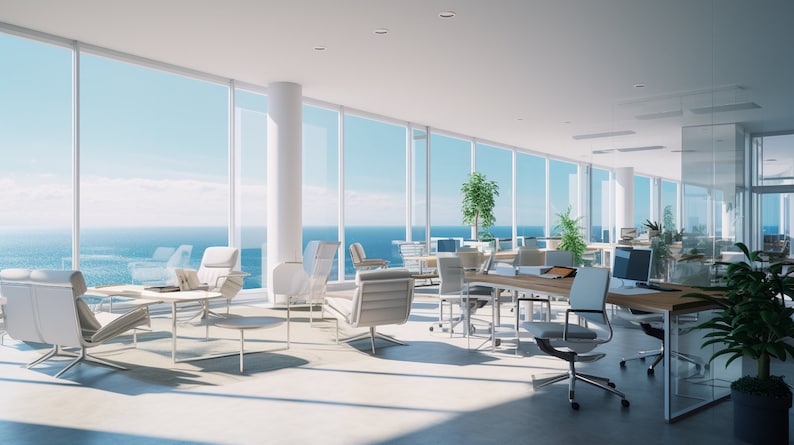 Spacious Office Ocean View Professional Virtual Background Bundle ...