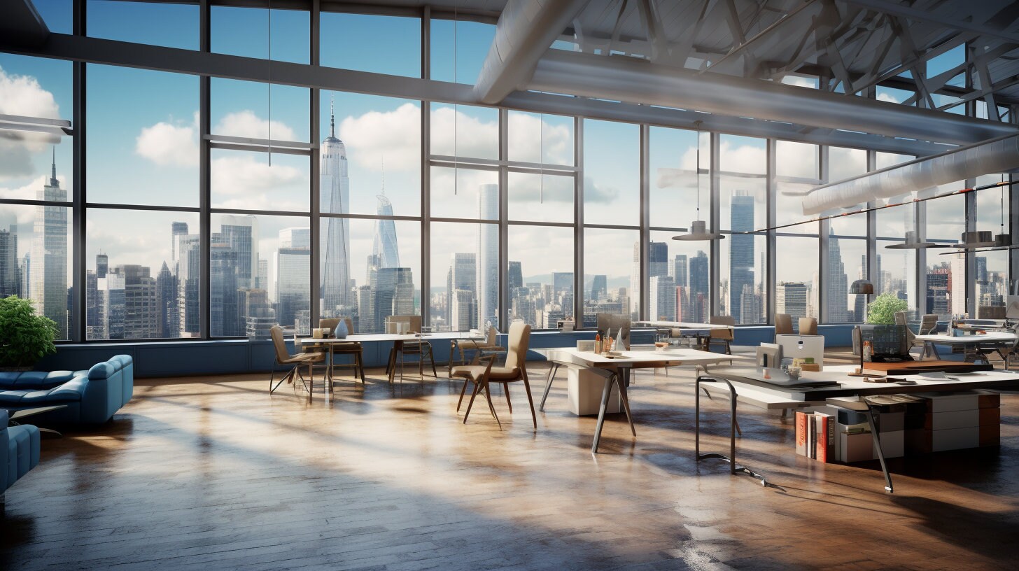 Spacious Office City View Professional Virtual Background Bundle Work ...