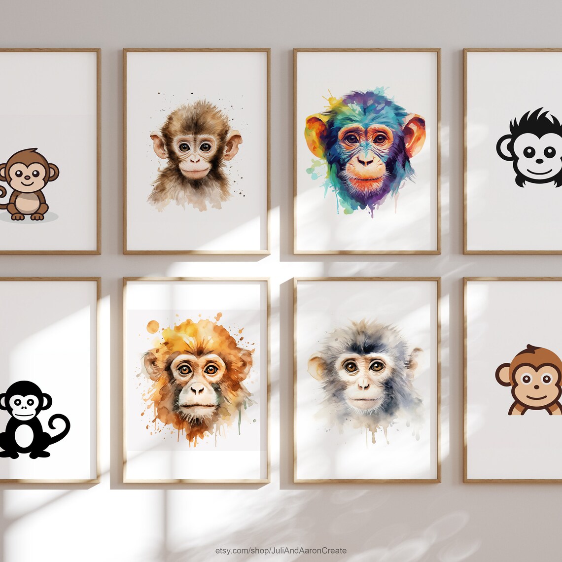 Monkey SVG and PNG Set | Adorable Nursery Decor | 1x1 | Instant Digital ...
