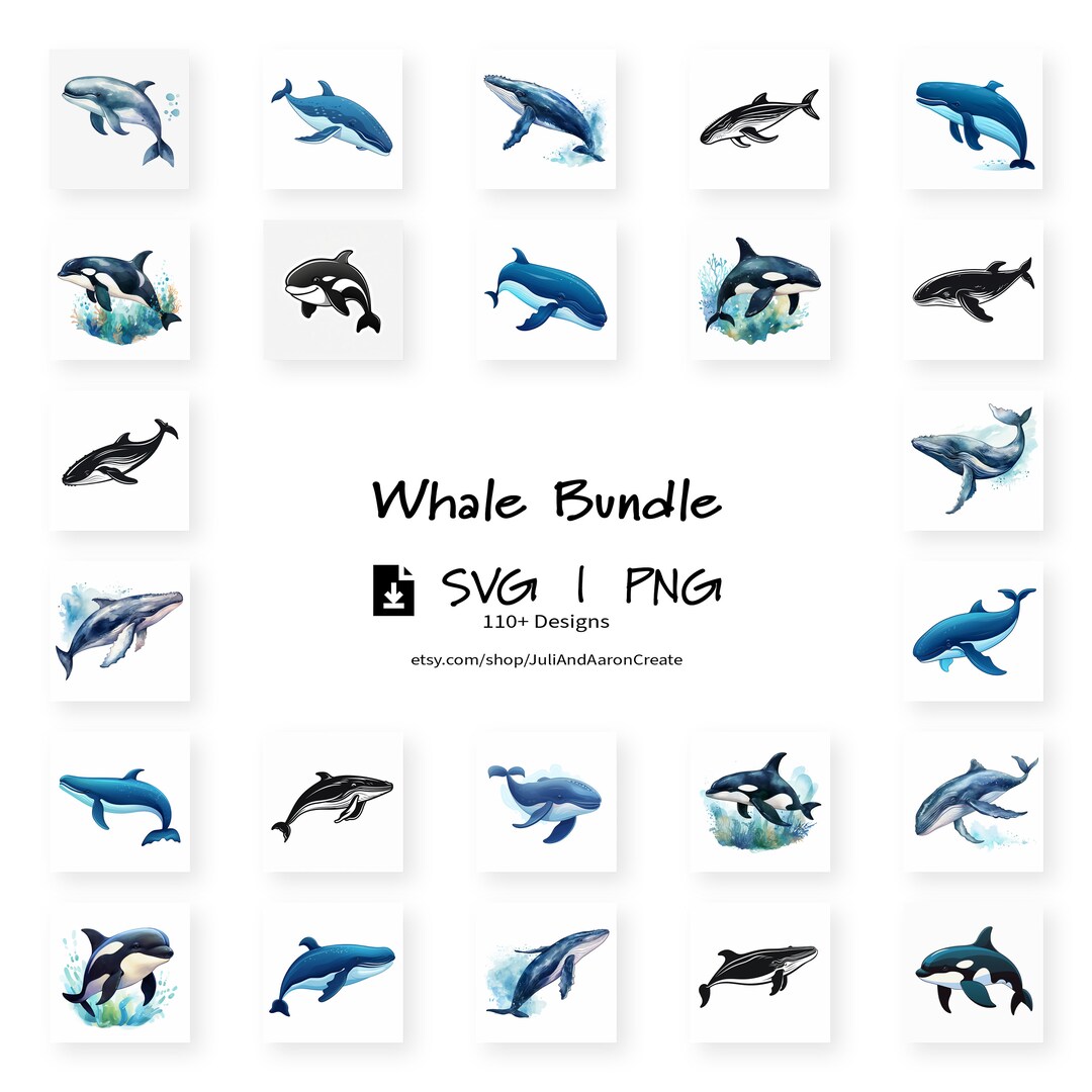 Whale SVG & PNG | 1x1 | Instant Digital Download - Etsy