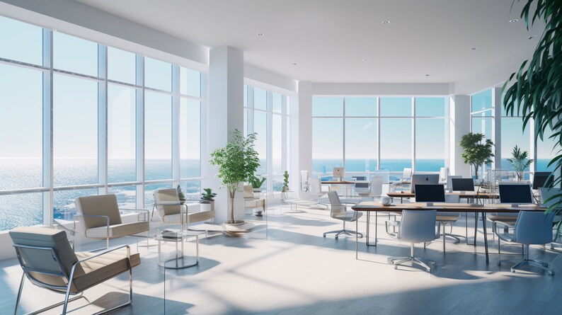 Spacious Office Ocean View Professional Virtual Background Bundle ...