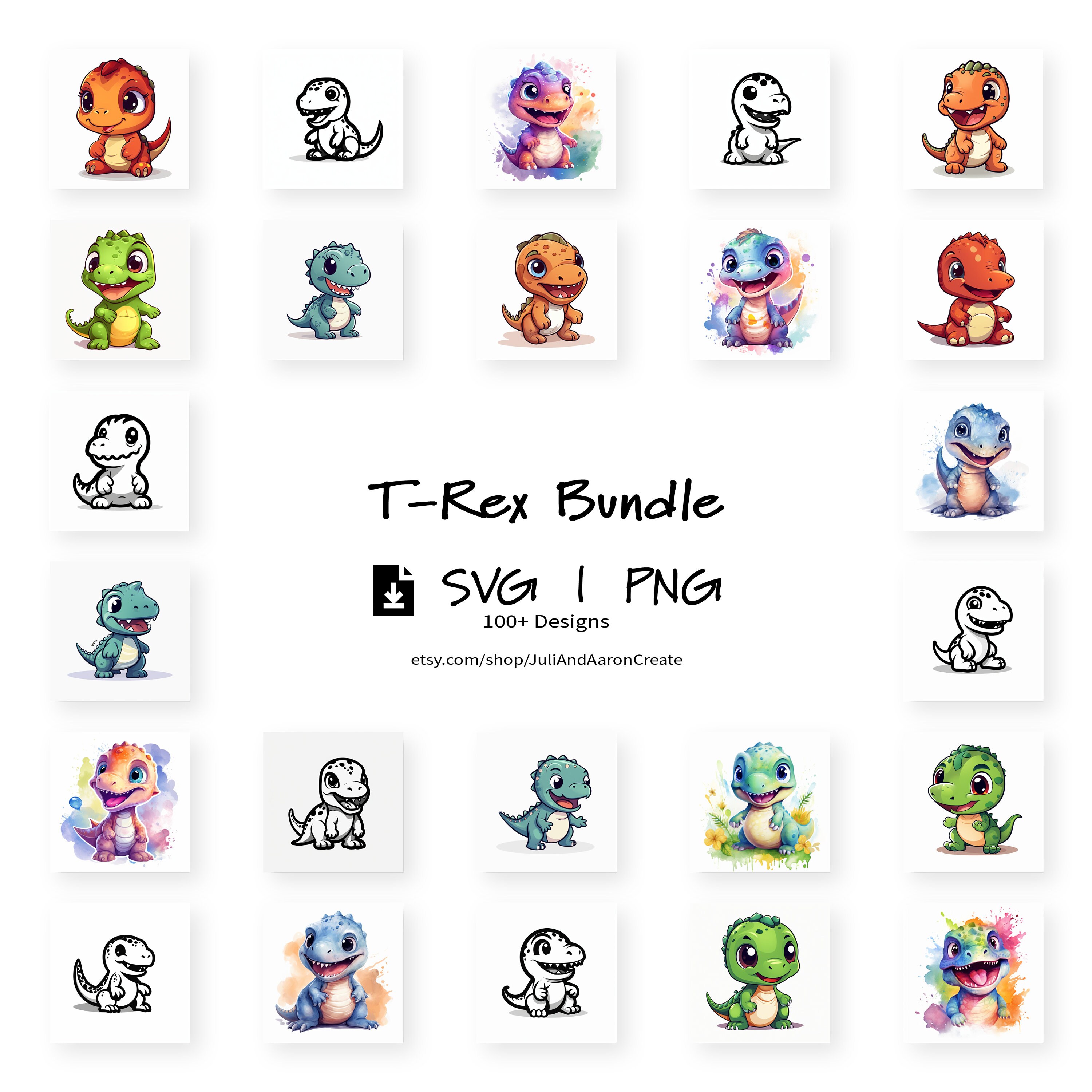 Baby Tyrannosaurus Rex SVG and PNG Set | Adorable Nursery Decor | 1x1 ...
