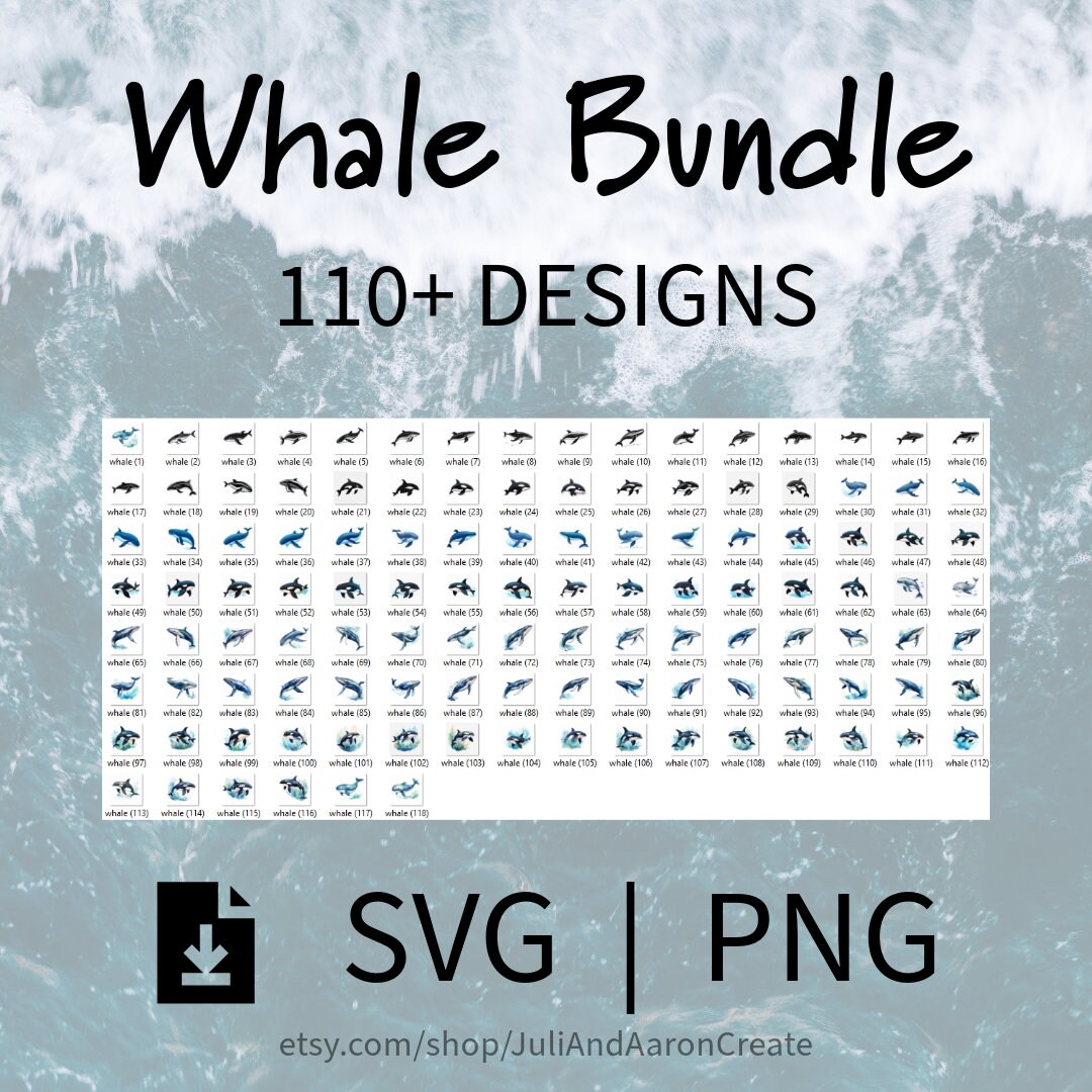 Whale SVG & PNG 1x1 Instant Digital Download - Etsy