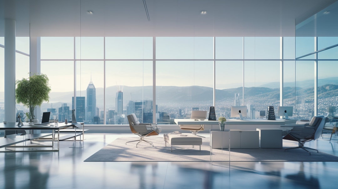 Spacious Office City View Professional Virtual Background Bundle | Work ...