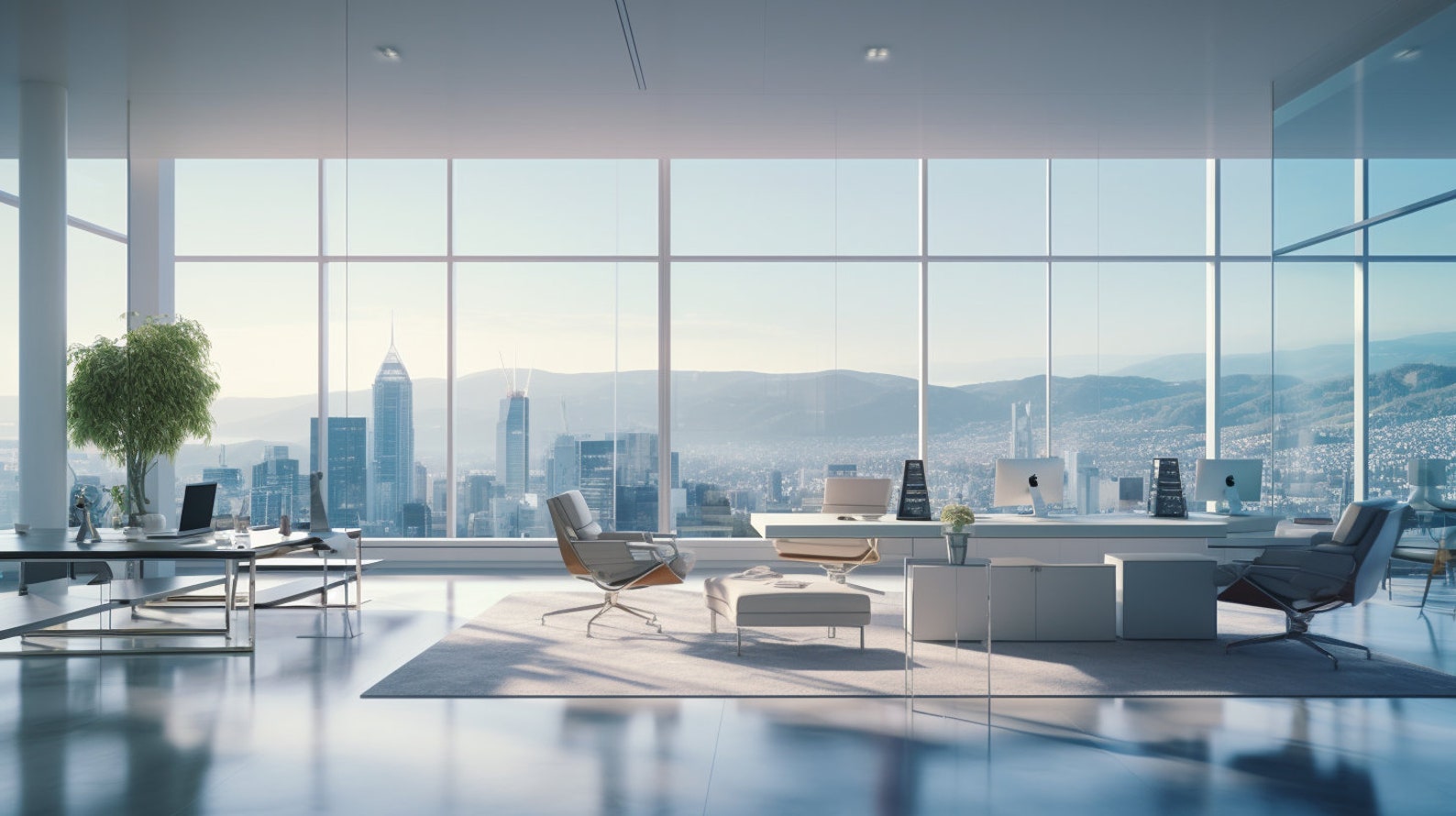 Spacious Office City View Professional Virtual Background Bundle | Work ...