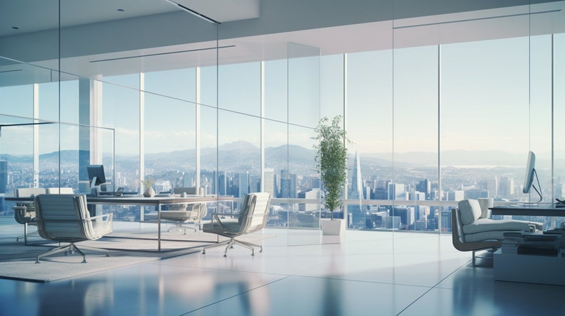 Spacious Office City View Professional Virtual Background Bundle | Work ...