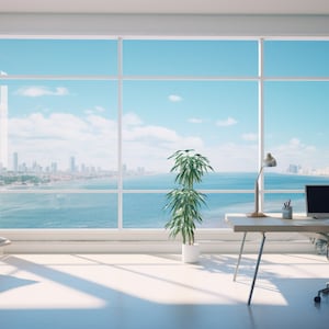 Spacious Office Ocean View Professional Virtual Background Bundle ...