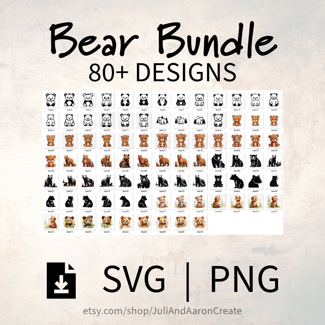 Bear SVG & PNG Mama Bear 1x1 Instant Digital Download - Etsy