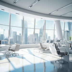 Spacious Office City View Professional Virtual Background Bundle | Work ...