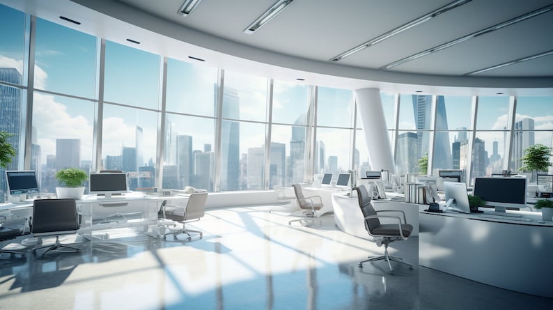 Spacious Office City View Professional Virtual Background Bundle Work ...