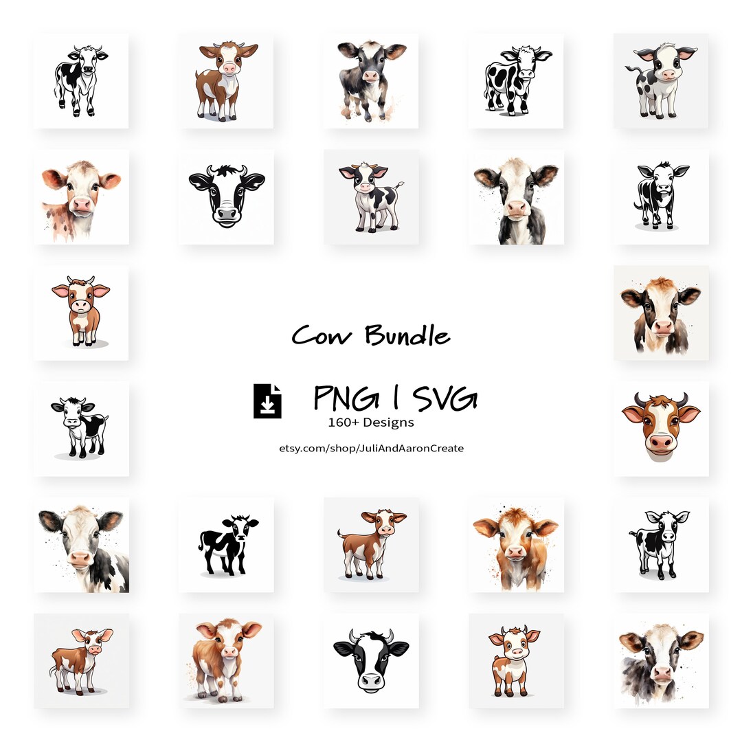 Cow SVG & PNG | 1x1 | Instant Digital Download - Etsy