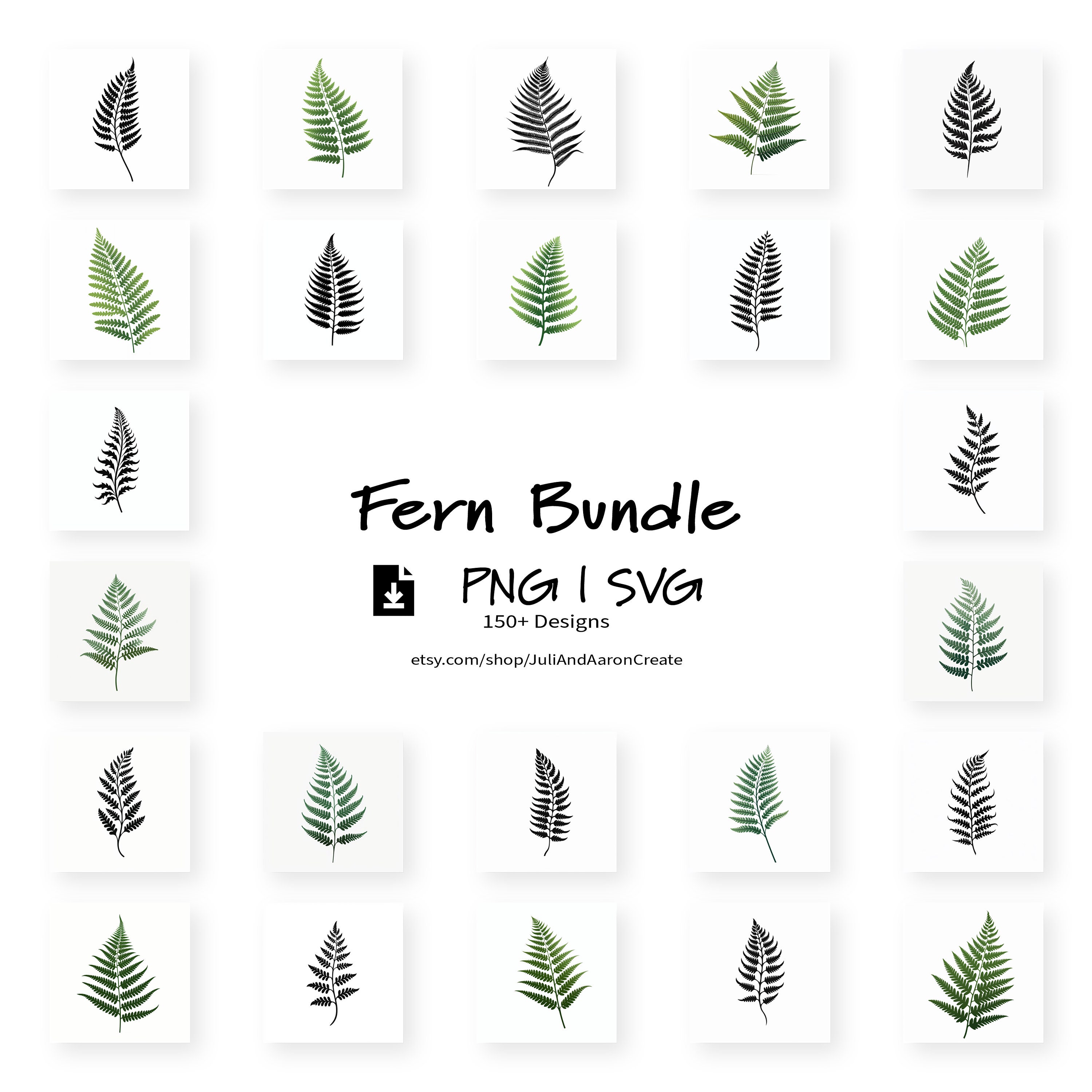 Fern SVG & PNG 1x1 Instant Digital Download - Etsy