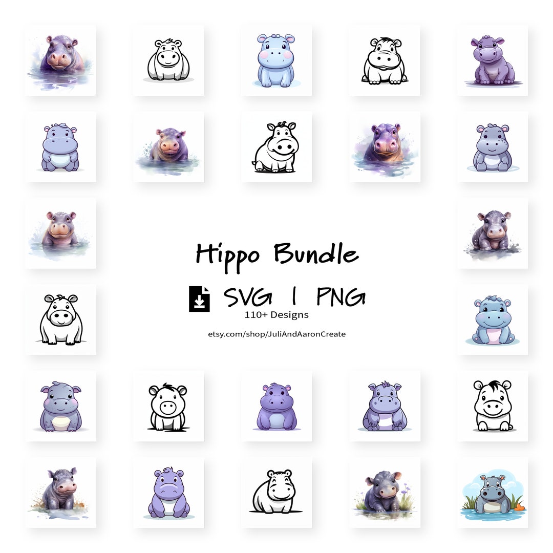 Baby Hippo SVG and PNG Set | Adorable Nursery Decor | 1x1 | Instant ...