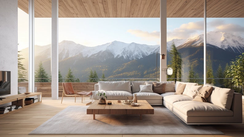 Spacious Luxury Living Room Mountain View Professional Virtual ...