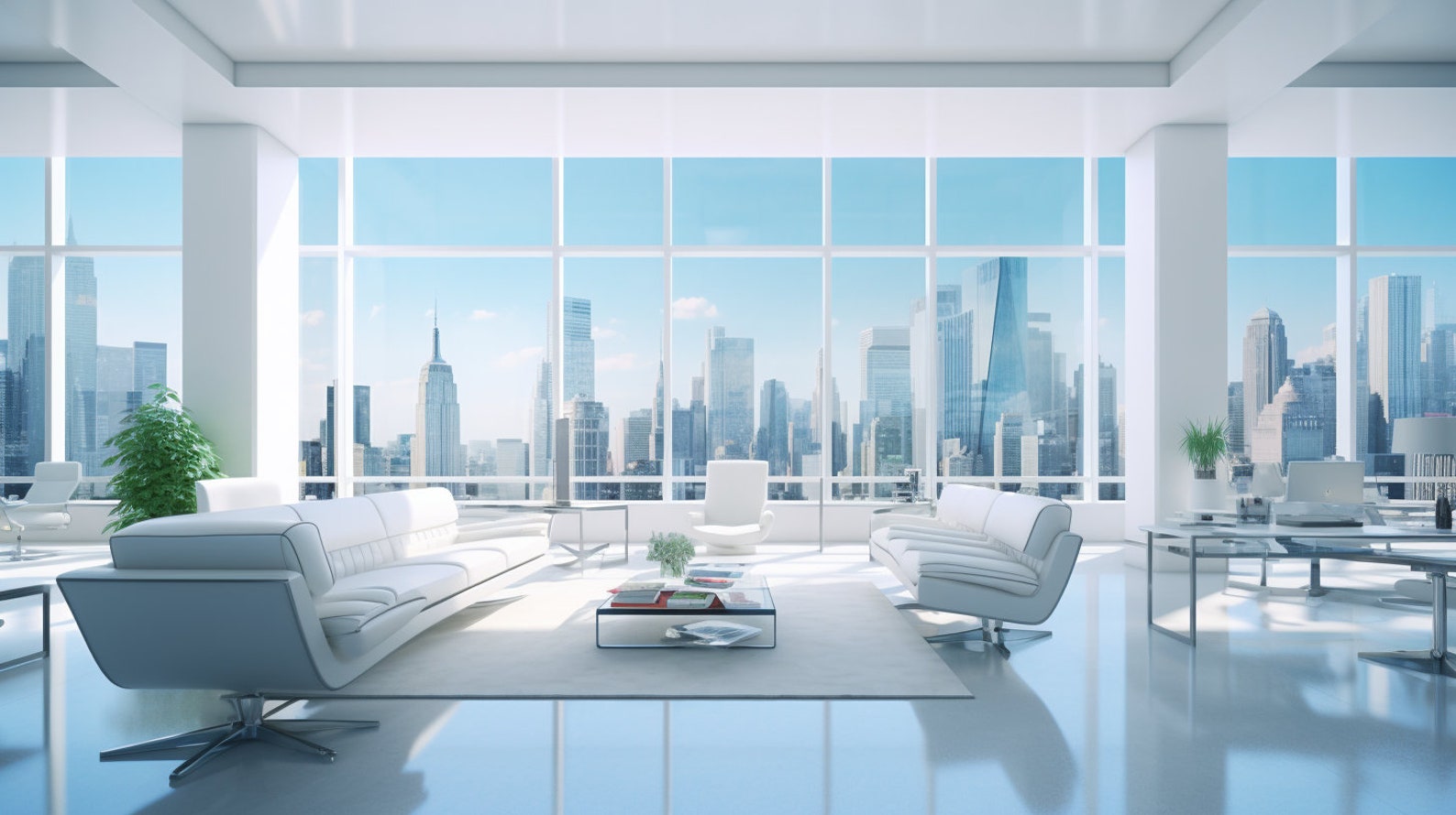 Spacious Office City View Professional Virtual Background Bundle | Work ...