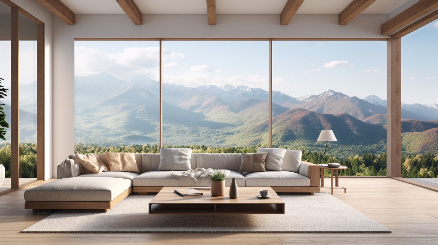 Spacious Luxury Living Room Mountain View Professional Virtual ...