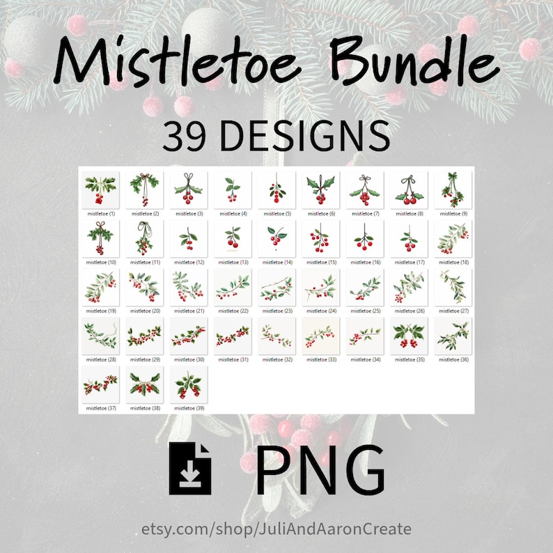Christmas PNG | Mistletoe PNG | 1x1 | Instant Digital Download - Etsy