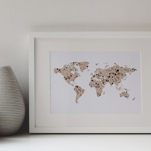 Terrazzo World Map Poster, Stone Texture Wall Art, World Atlas Map ...