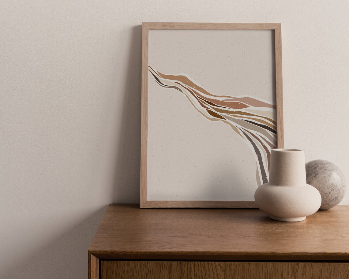 Minimalist Wave Art, Colorful Abstract Wave Print, Modern Wavy Design ...