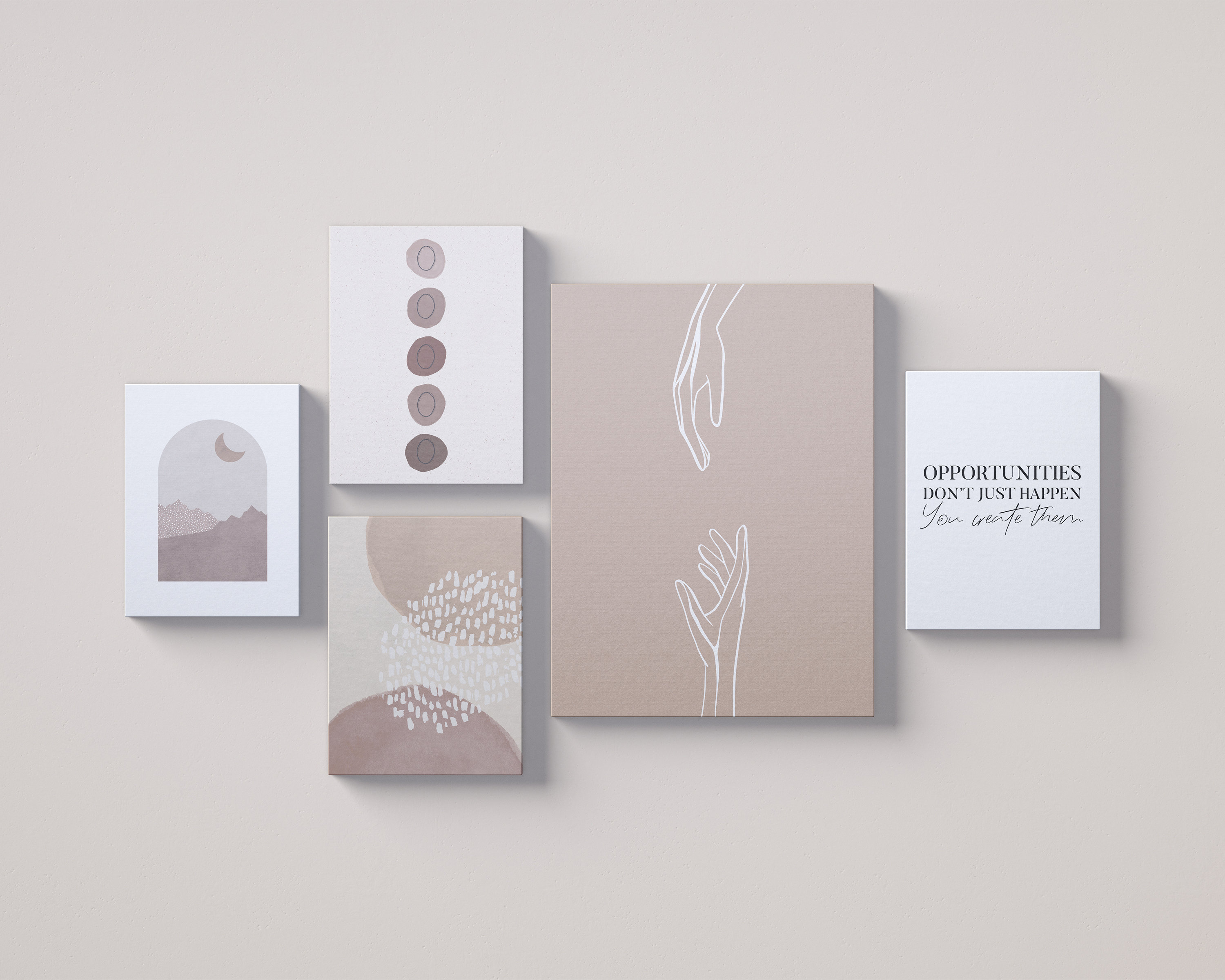 Set of 5 Neutral Wall Art, Poster Bundle, 5 Piece Wall Art, Muted Tones ...