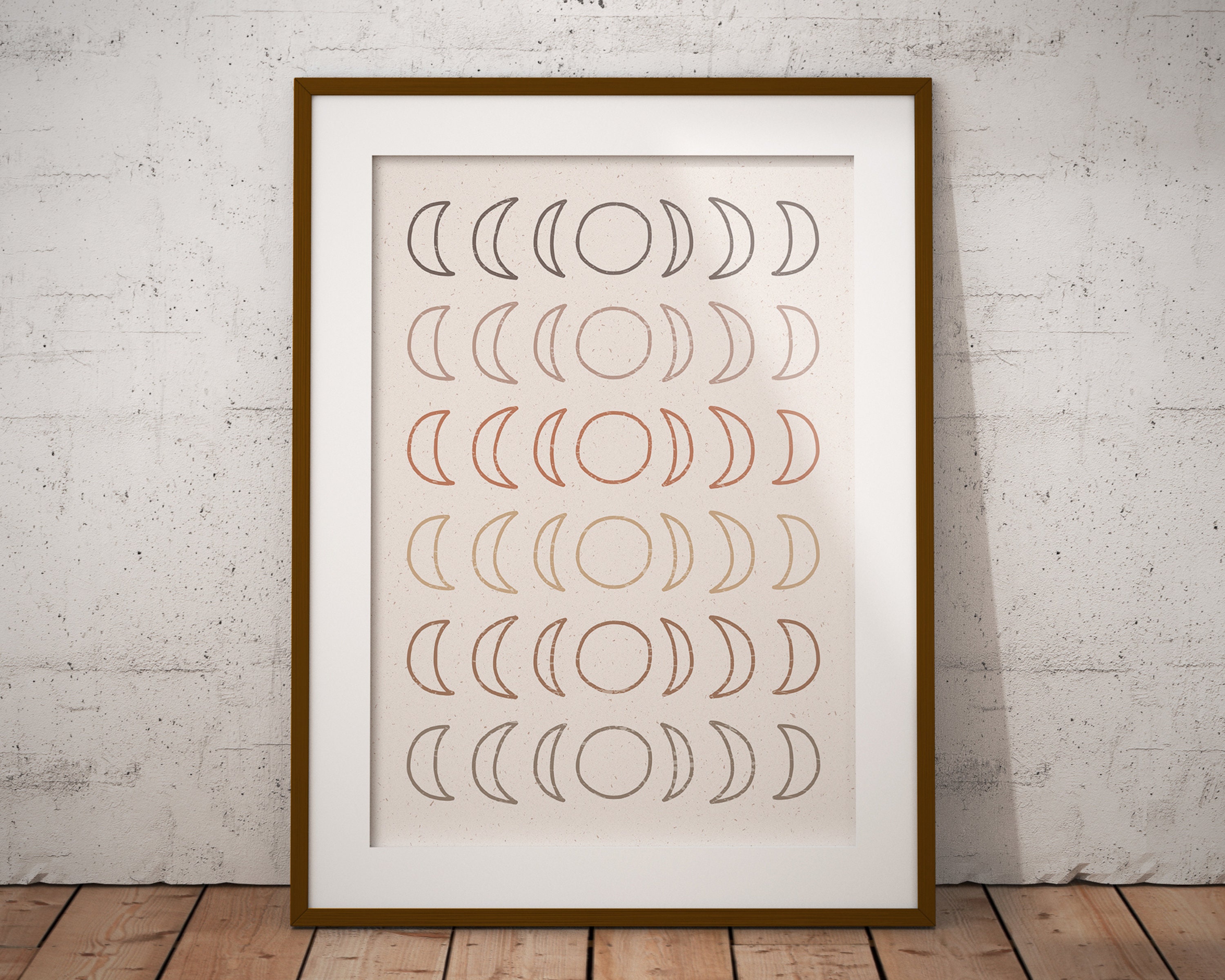 Abstract Moon Cycle Art Print, Neutral Moon Phases Wall Art, Neutral ...