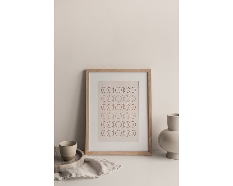 Abstract Moon Cycle Art Print, Neutral Moon Phases Wall Art, Neutral ...