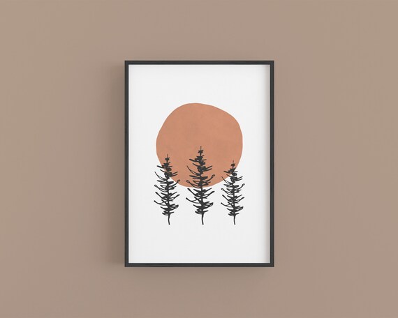 Trees and Sun Print Nature Art Prints Tree Silhouette - Etsy