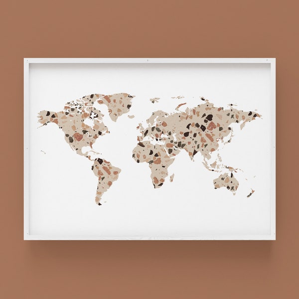 Textured World Map Poster - Etsy