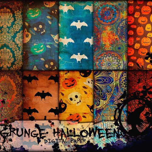 Halloween Digital Paper Clipart Spooky Night Halloween | Etsy