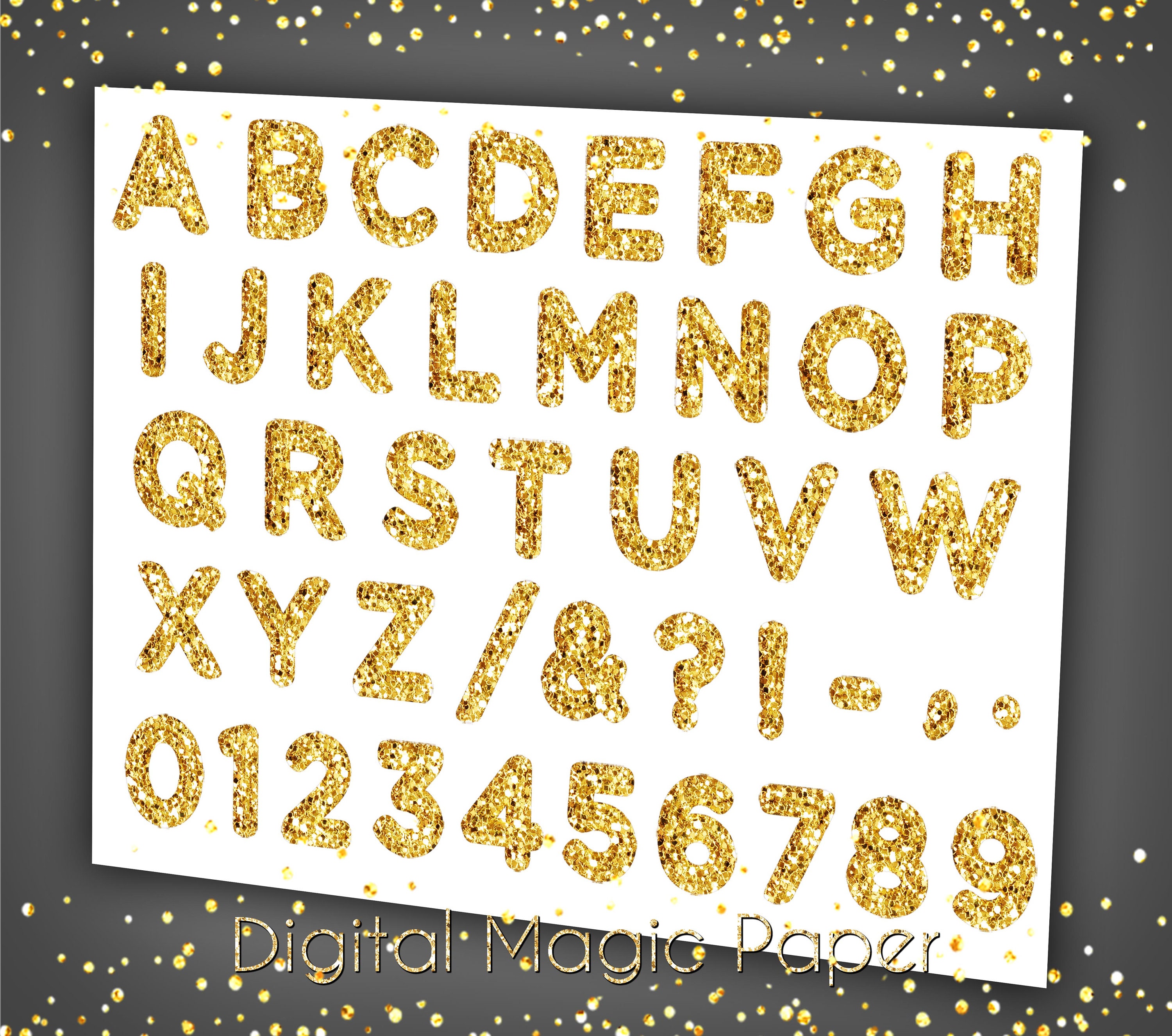 Glitter Alphabet Watercolour Alphabet Clipart with Gold Outline ...