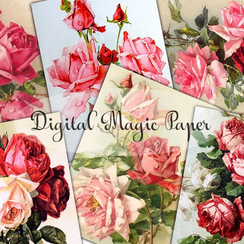 Vintage Floral Digital Papers Scrapbooking Paper Digital | Etsy