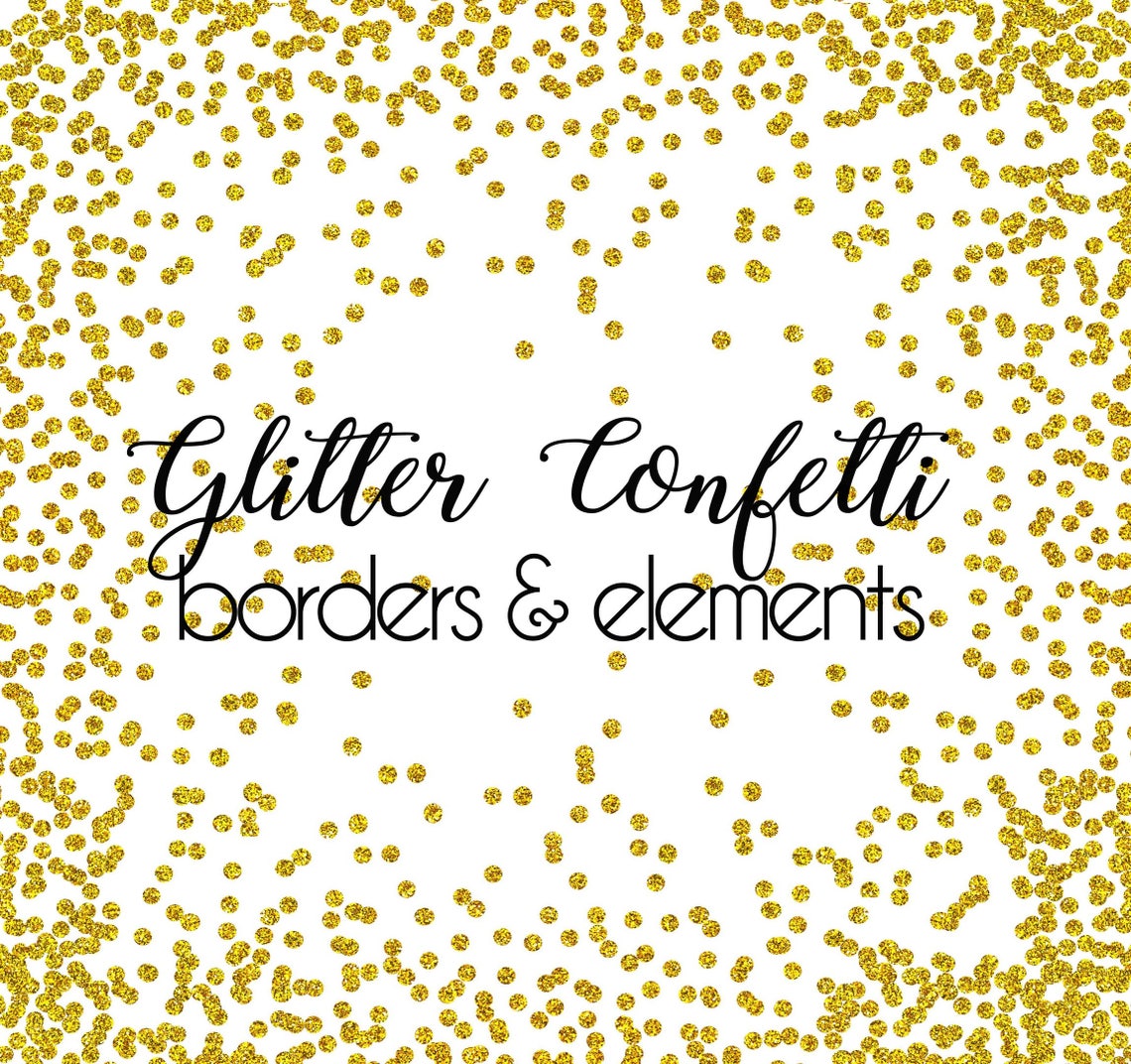 Gold Glitter Confetti borders clipart download Digital | Etsy