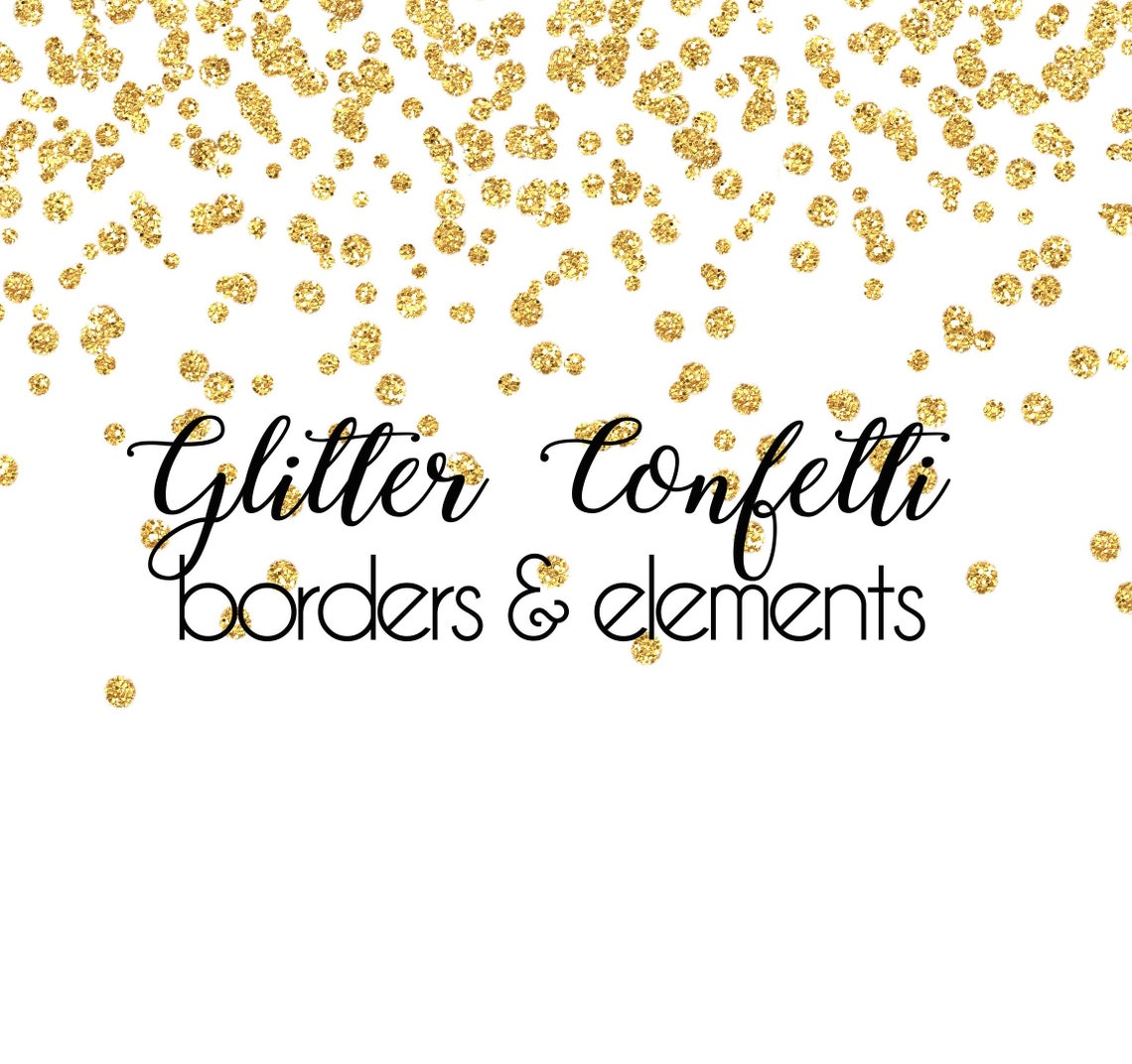 Gold Glitter Confetti borders clipart download Digital | Etsy