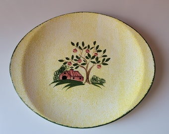 Blue Ridge Pottery Weathervane Platter-hand Painted Red Barn Pattern ...