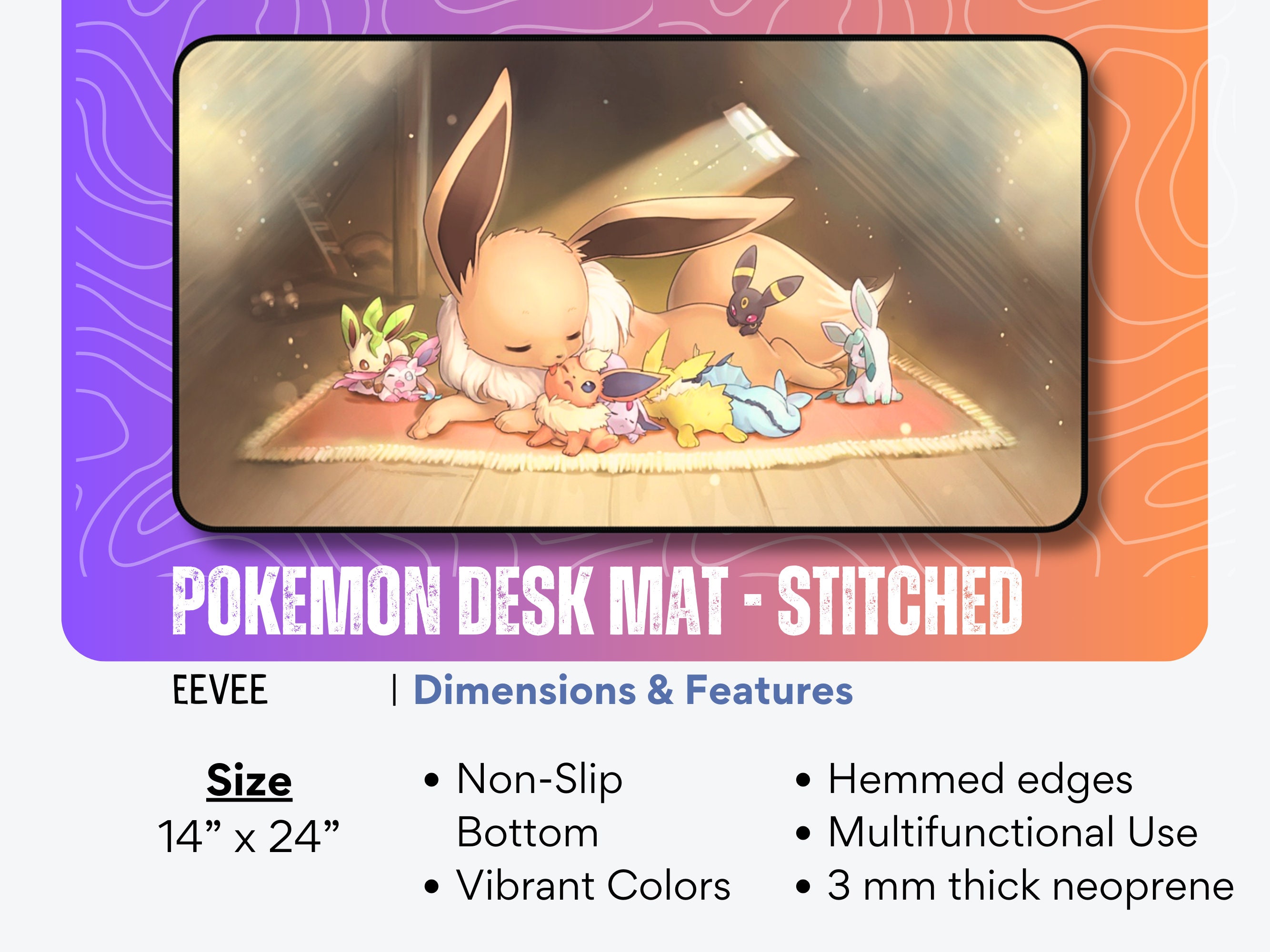 Eevee Pokemon Desk Mat Eeveelution Gaming Desk Mat TCG Mousepad - Etsy