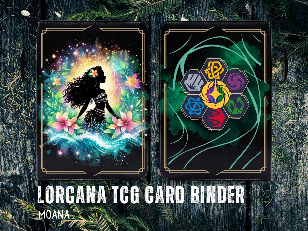 Lorcana Card Binder - Moana Inspired Design - PU Leather Card Storage ...