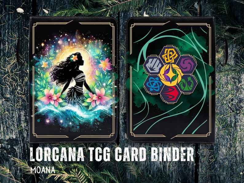 Lorcana Card Binder - Moana Inspired Design - PU Leather Card Storage ...