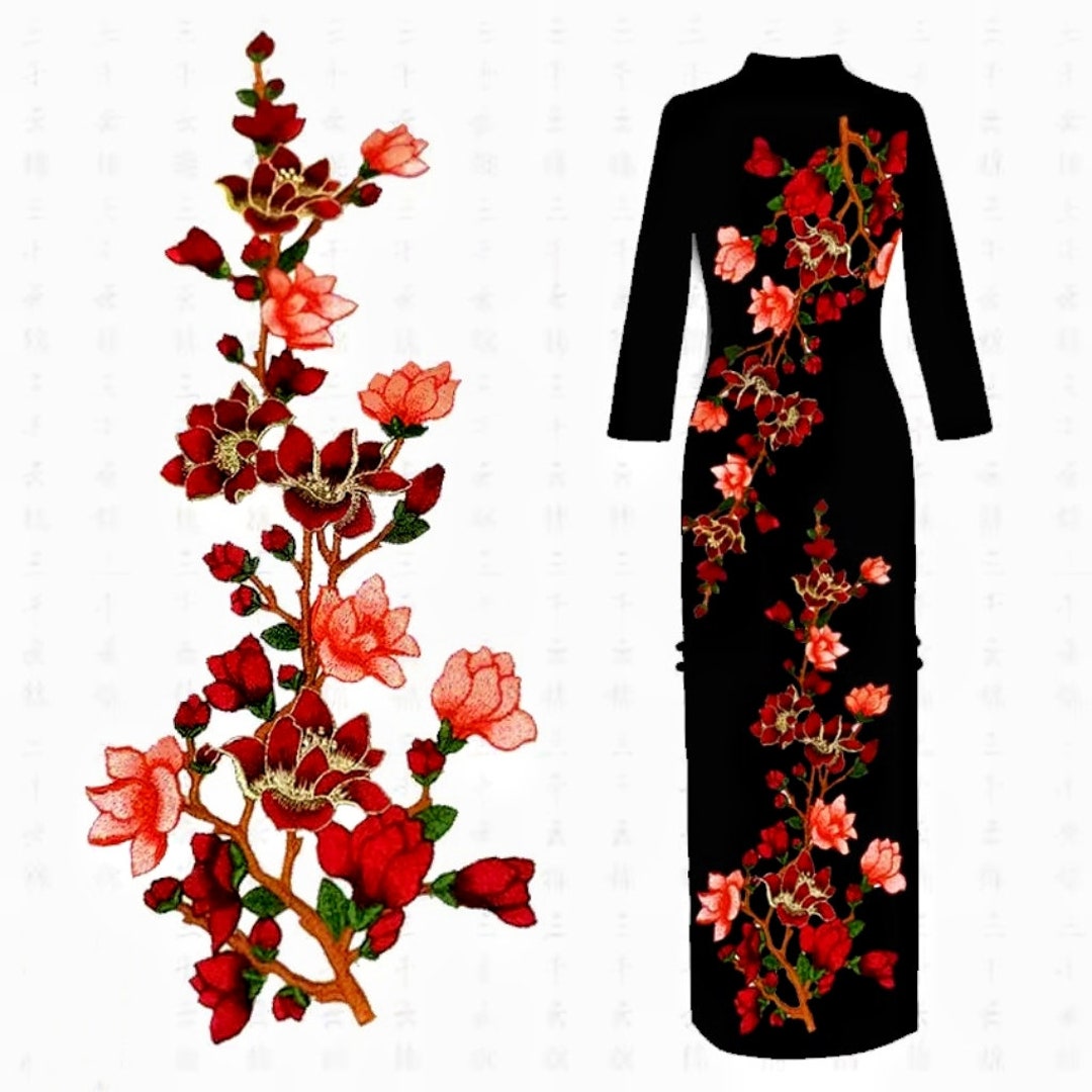 Big Size Floral Embroidered Appliques , Embroidery Applique Patch,lace ...
