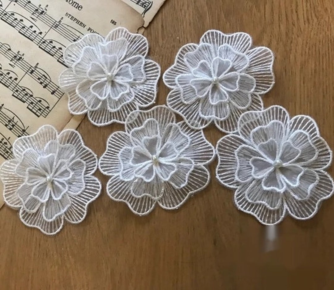 White Flower Appliques Lace Appliques Dress Applique.3d Lace - Etsy