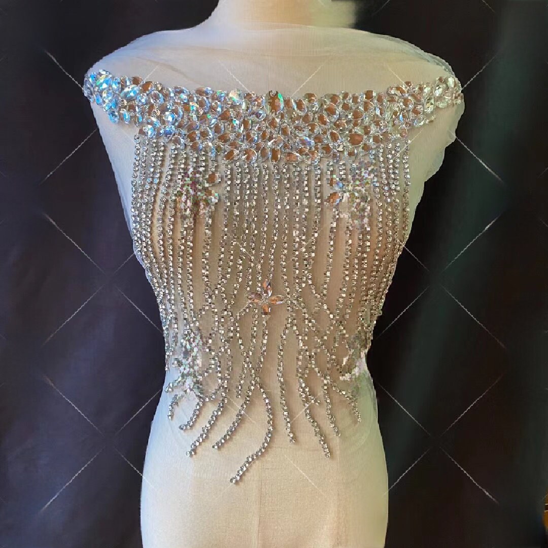 100%hand Sew Rhinestone Applique. Wedding Dress Bodice. Party - Etsy