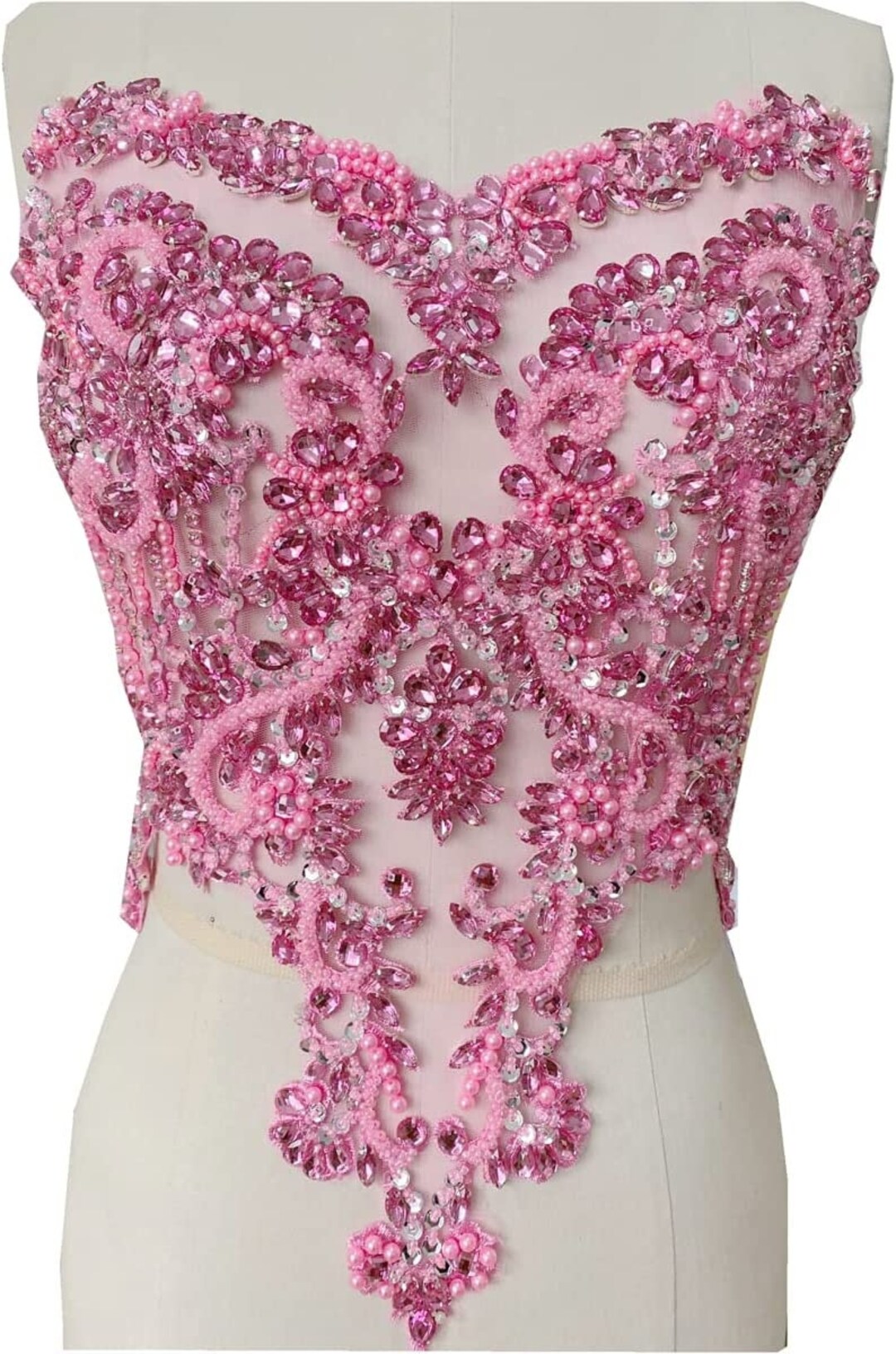 Pink Rhinestone Appliquesparkling Beaded Appliques - Etsy