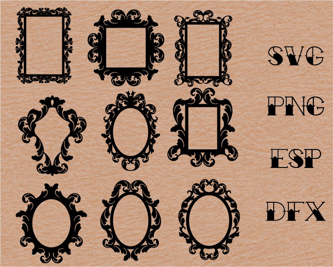 Baroque Frames Vector SVG Clipart silhouette digital - Etsy